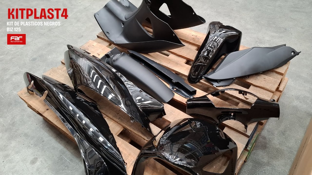 KITPLAST4 - KIT DE PLASTICOS FAR NEGROS BIZ 125 (10 PIEZAS) - YouTube