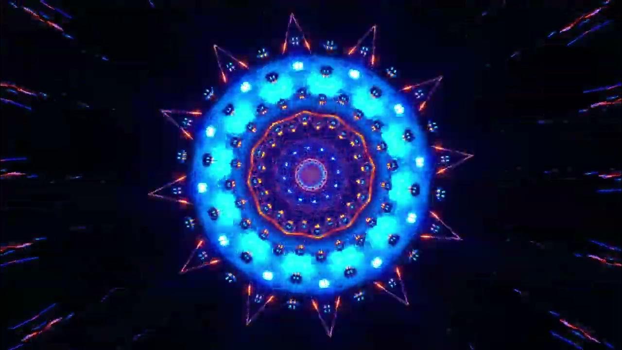 4K Animation. VJ Loop. Blue and purple star burst with black background. Kaleidoscope VJ loop ...