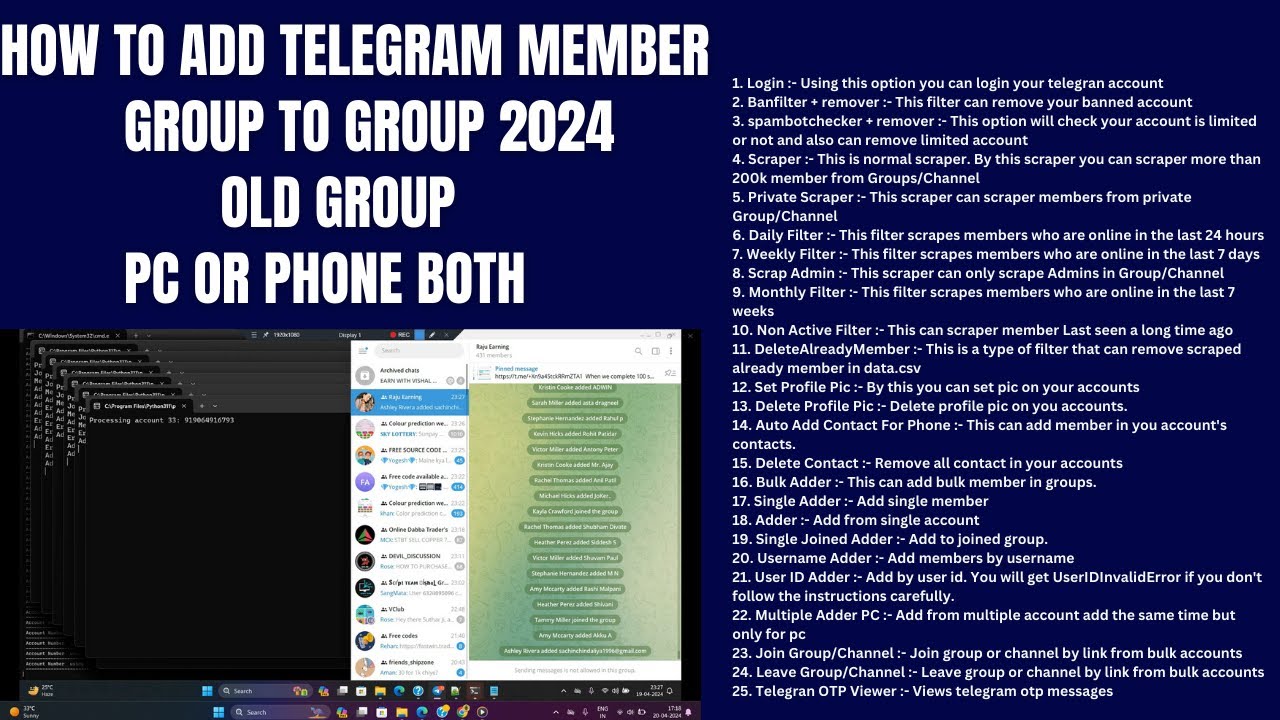 How to Add unlimited Members in Telegram Group to Group 2024 | Scrape ...
