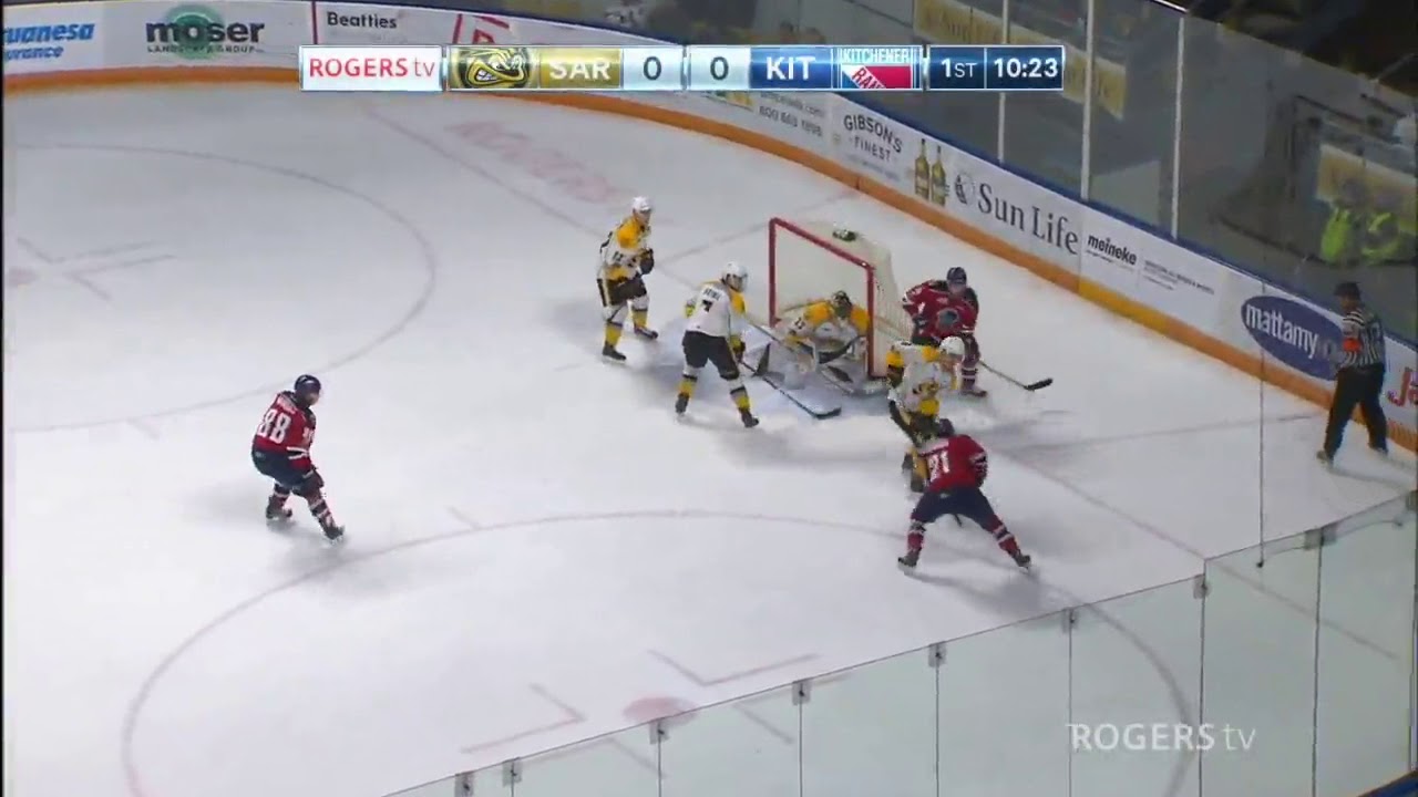 Adam Liska 12. goal in season OHL Kitchener Rangers - YouTube