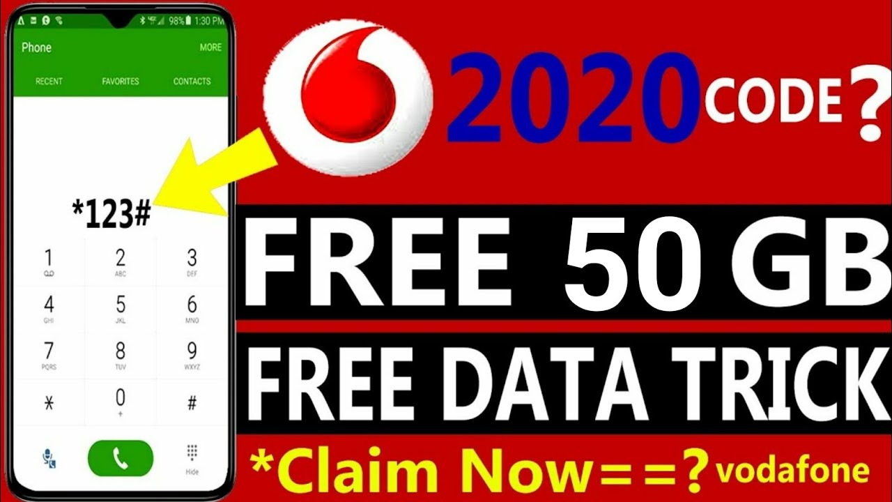 Vodafone Free 50GB 4G Data Offer 2020 | Vodafone Free Internet Trick ...