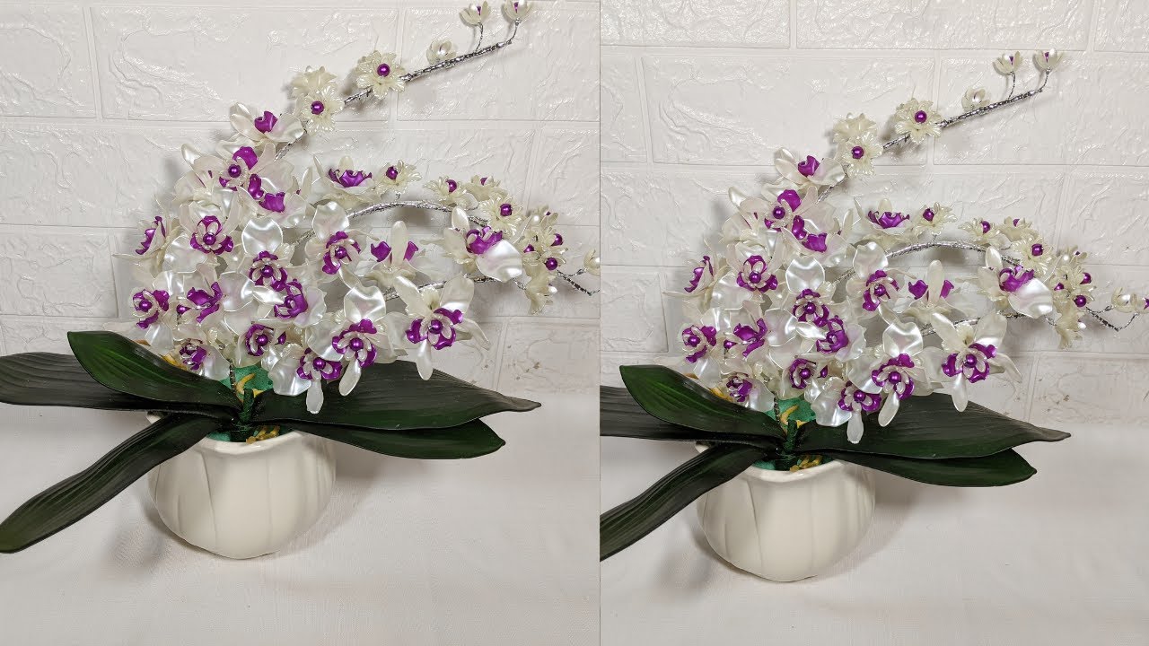 cara membuat bunga anggrek dari bahan akrilik - YouTube