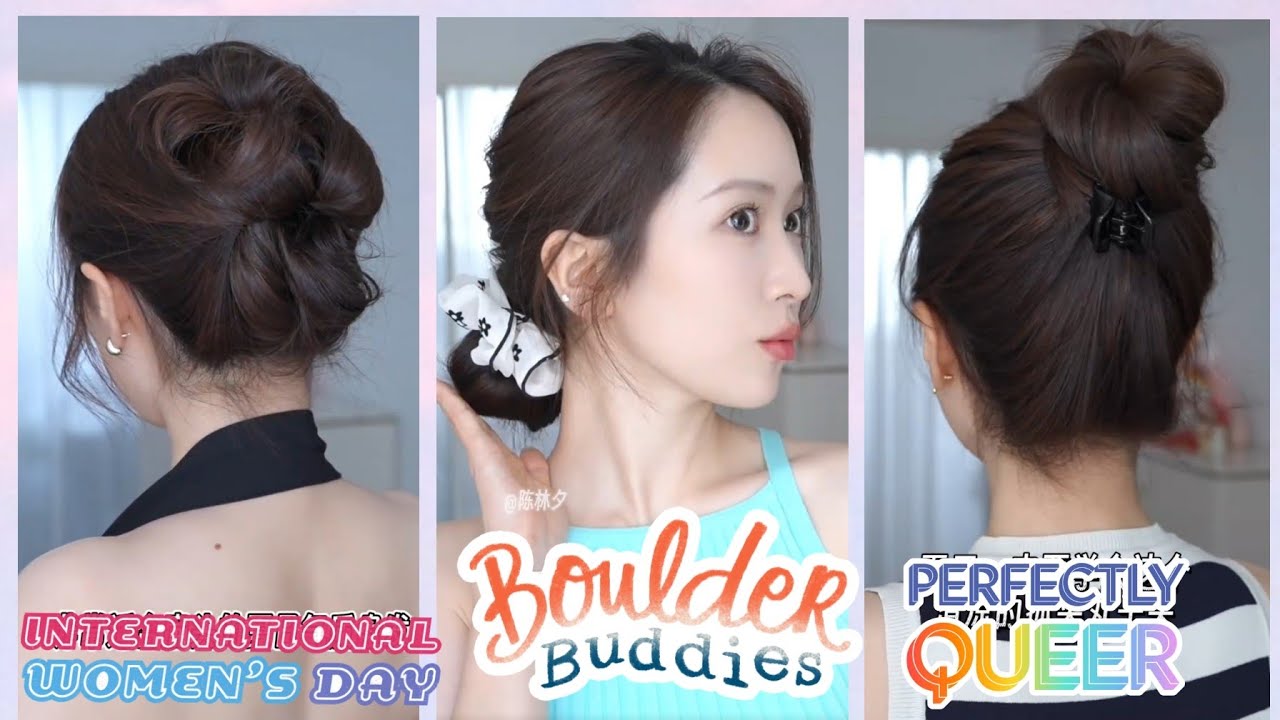 Super Cute Bun Hairstyle Tutorial Korean Style for Cute Girls - YouTube