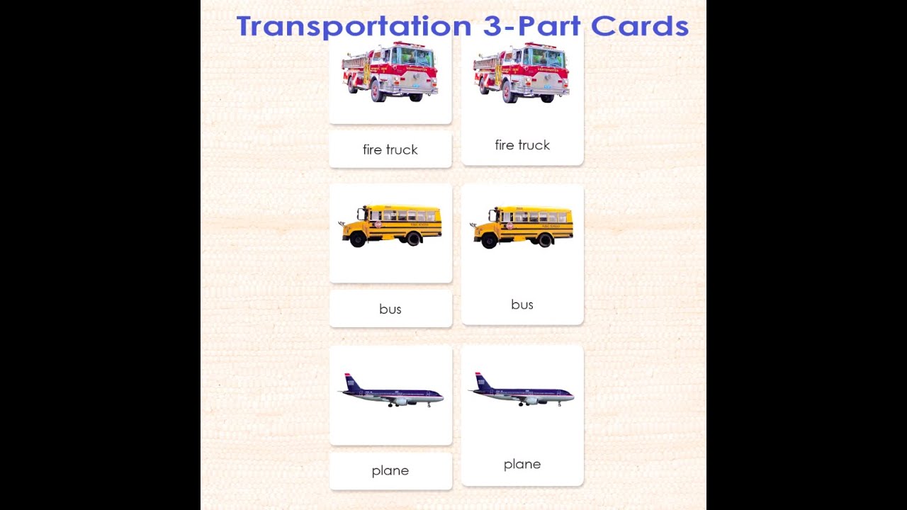 Transportation Montessori Classified 3-Part Cards - YouTube