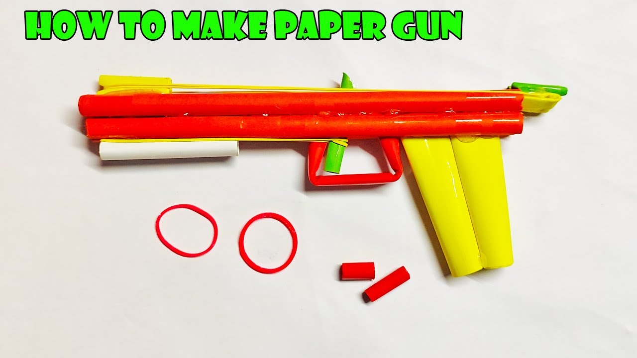 how to make paper gun | Paper gun Craft that shoots | Defense gun that ...