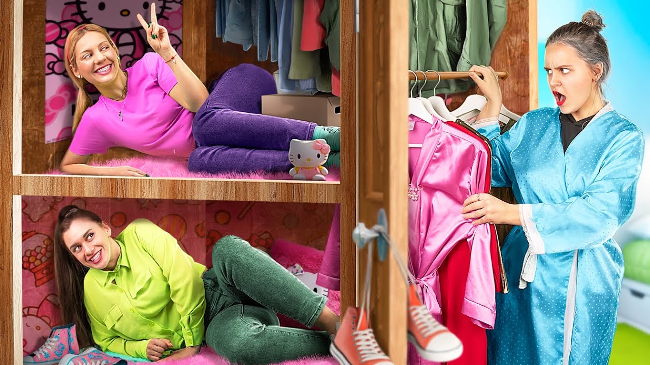 Secret Room in The Closet / 24 Hours Challenge! - YouTube