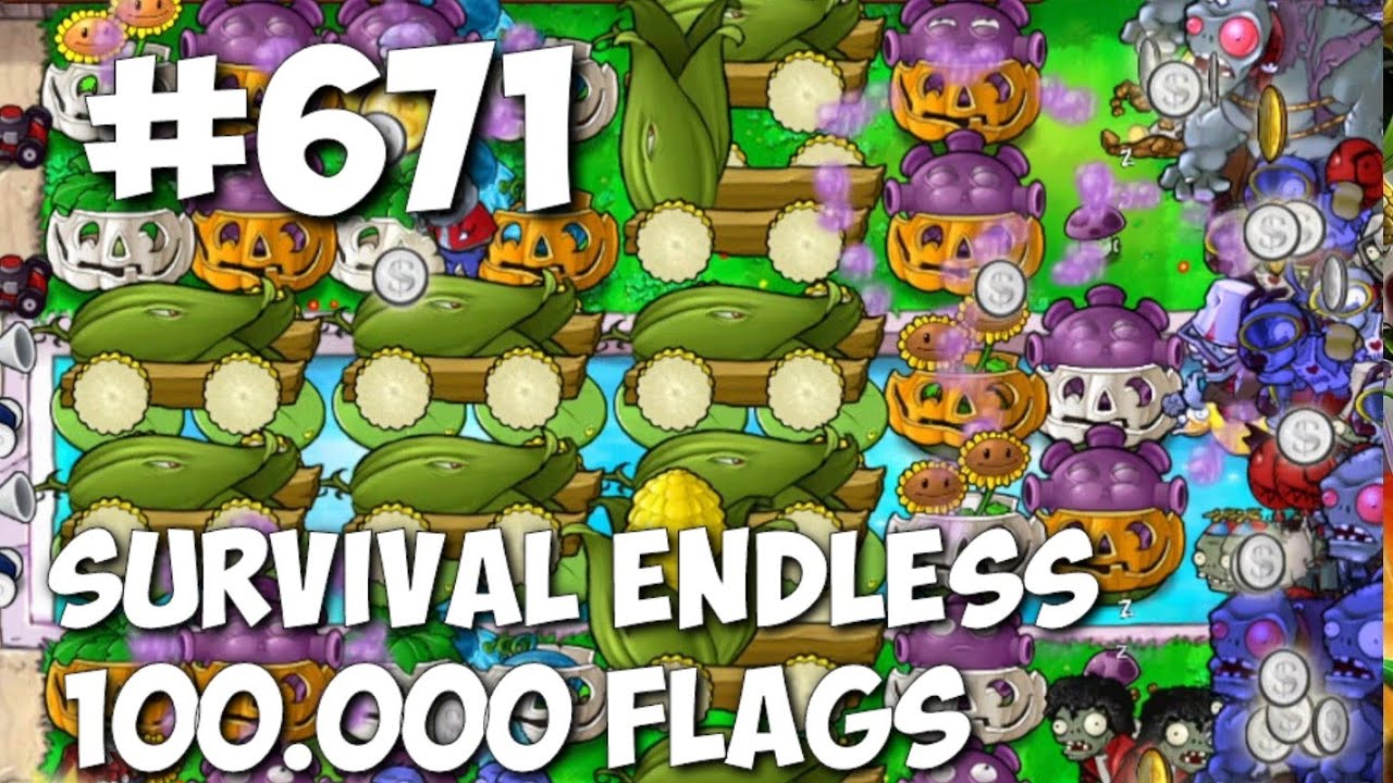 Plants vs Zombies Survival Endless 100000 Flags Part 671 | 13400 ...