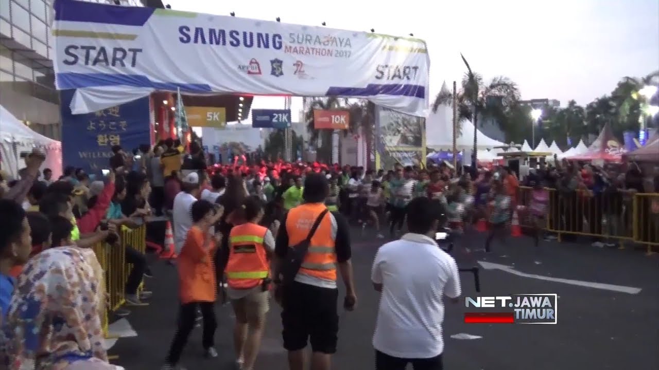 NET. JATIM - 3000 ATLIT IKUTI SURABAYA MARATHON 2017 - YouTube