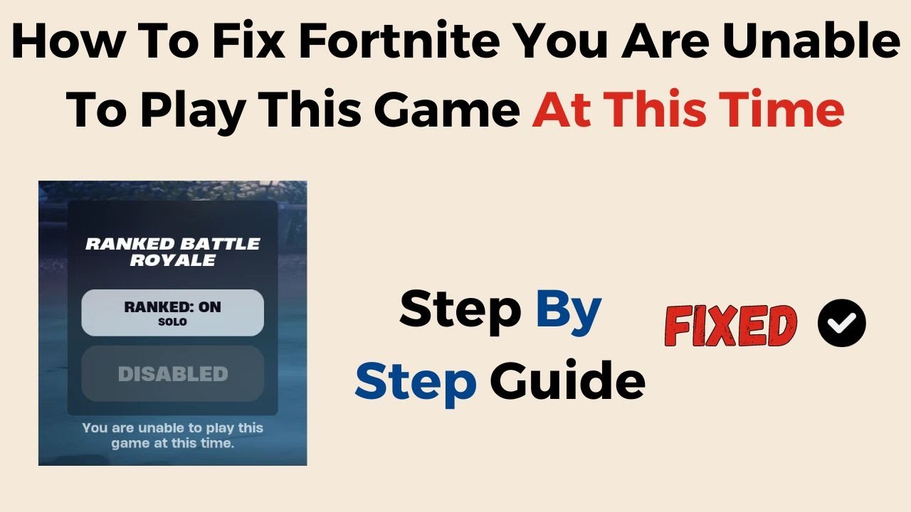 How To Fix Fortnite You Are Unable To Play This Game At This Time - YouTube