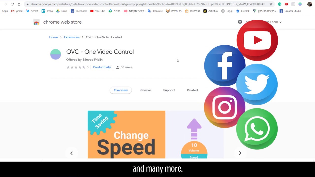 Control all videos, change video speed, volume, pop out the video and ...