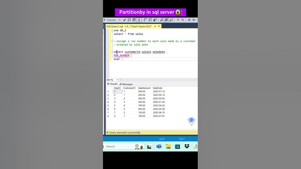 Row_number() with partitionby in SQL😲🔥 #sqlqueries #sqlpartition by # ...