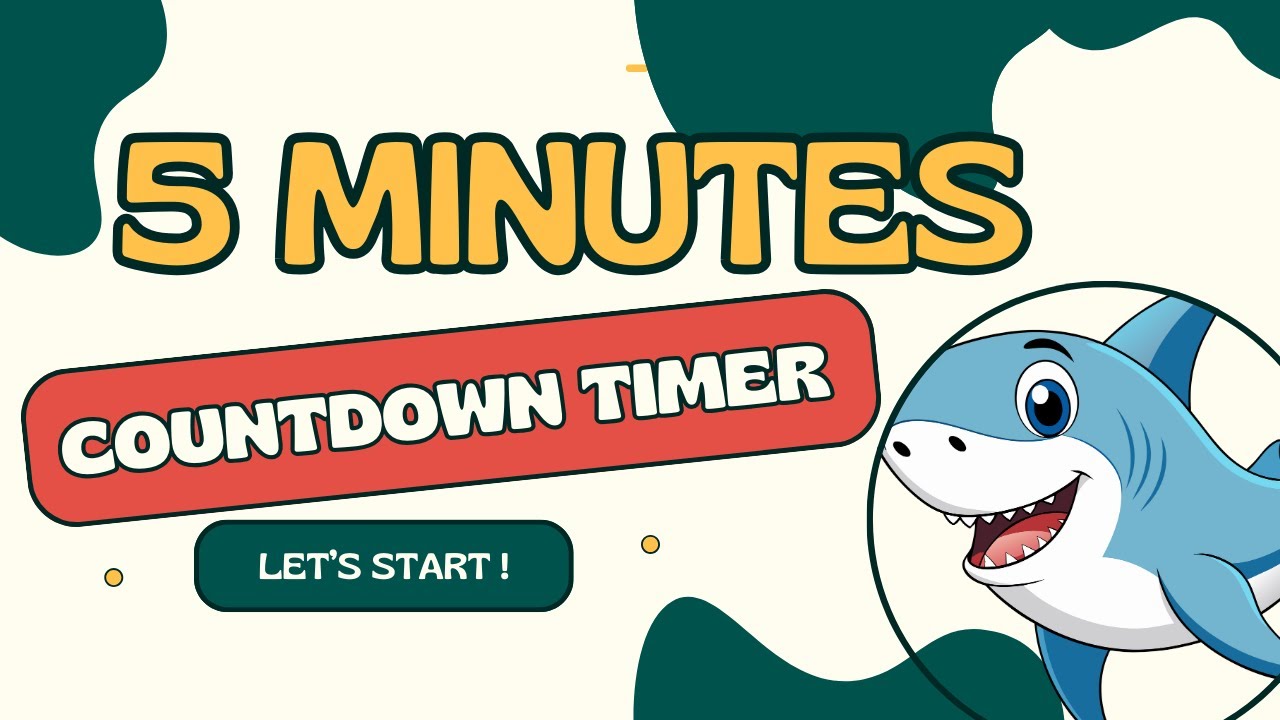 SHARK COUNTDOWN ! 5:00 🦈 countdown timer from 5 minutes to zero in ...