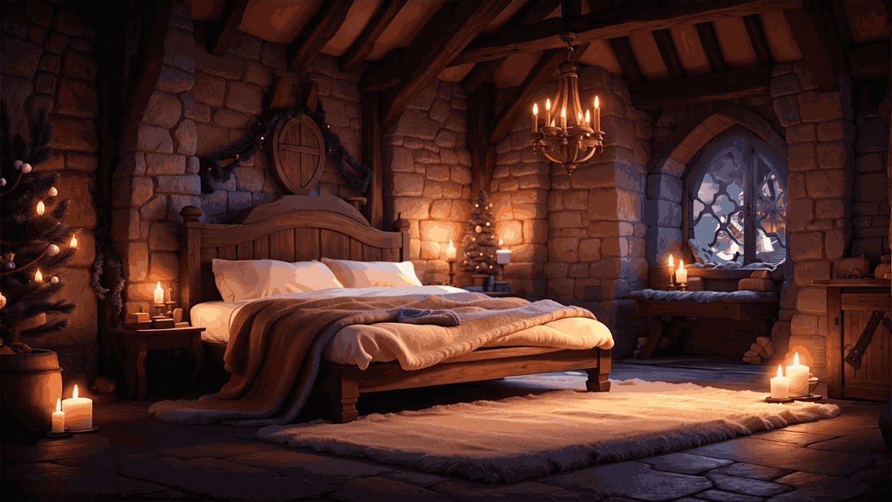 Fantasy Winter Ambience | The small Medieval Room seemed frozen in the ...