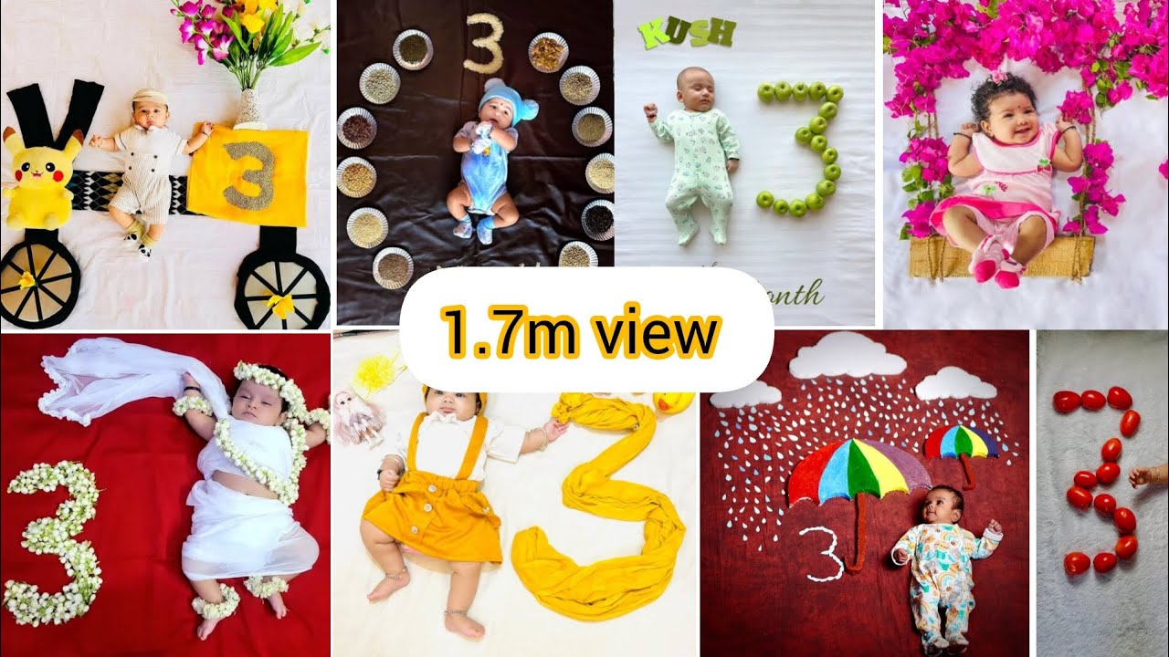 3 month baby photoshoot ideas at home | 3rd Month baby shoot ideas ...