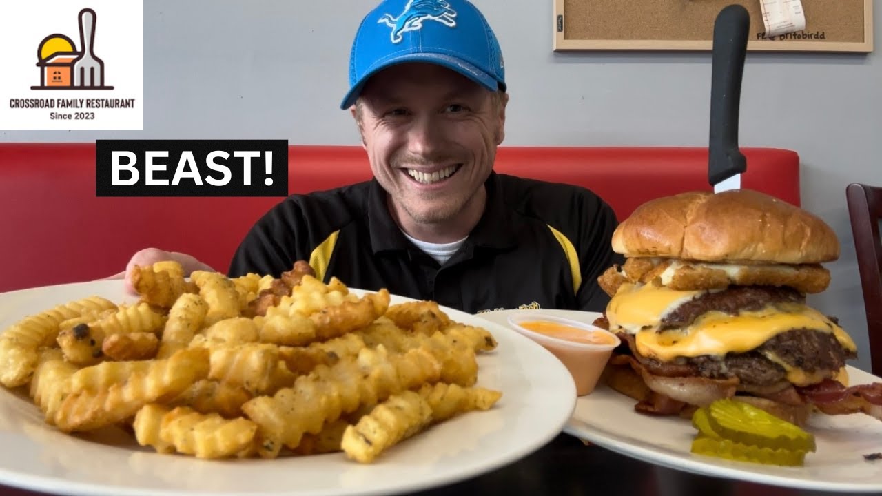 CROSSROAD FAMILY RESTAURANT'S BEAST BURGER CHALLENGE - YouTube