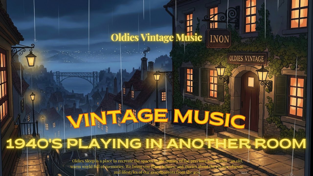 Vintage Disney Rain Ambience 🌧 | 1940s Oldies Music Playing in Another Room for Sleep & Study ...