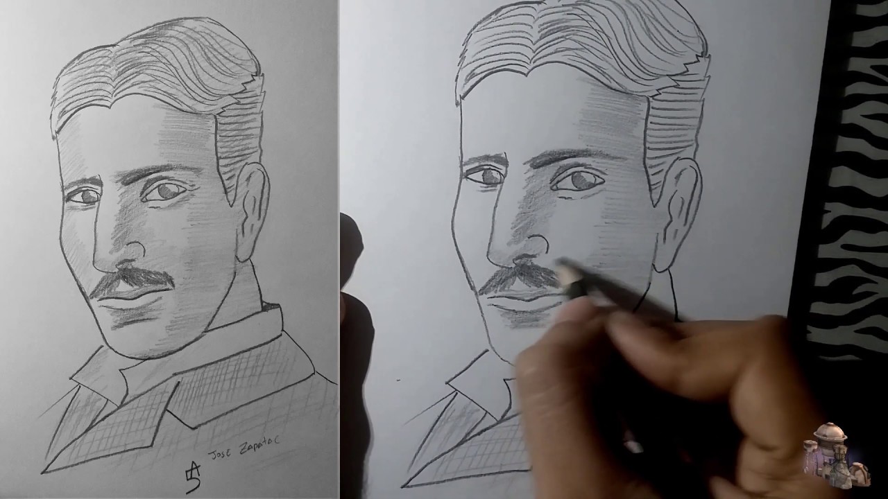 ¿Como dibujar a NIKOLA TESLA ? | How to draw NIKOLA TESLA? | - YouTube