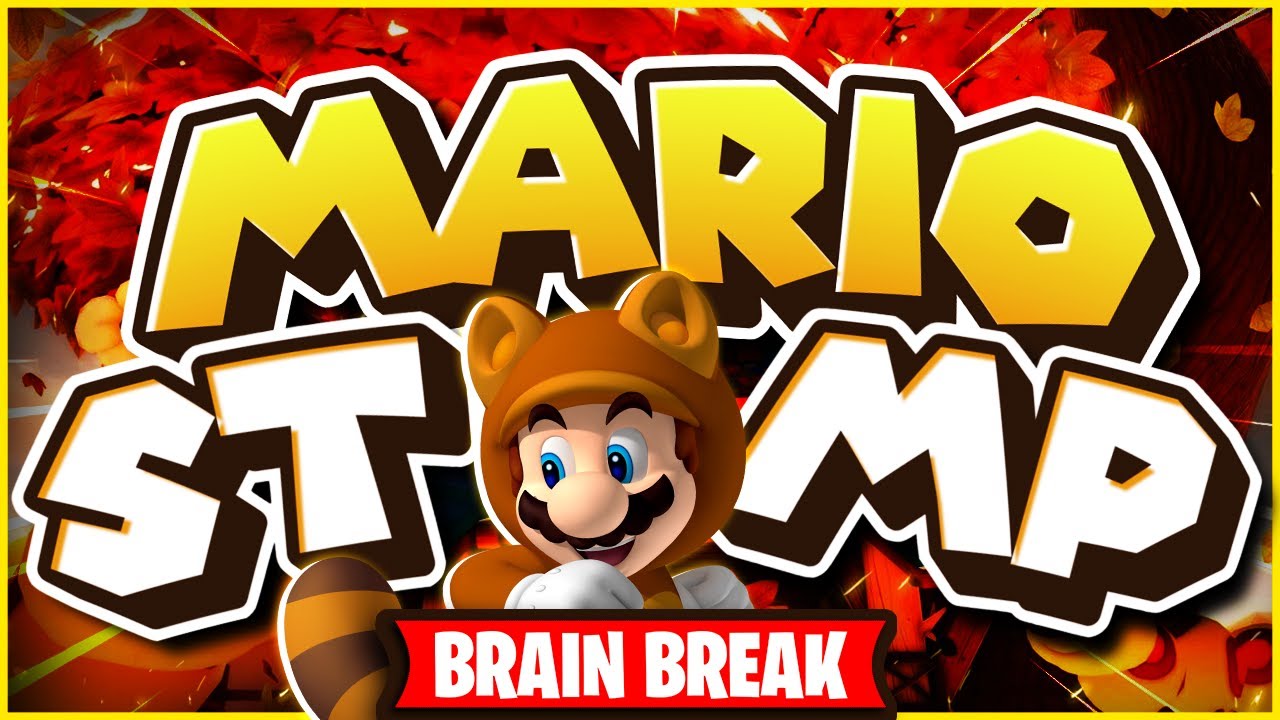 Fall Mario Stomp 🍁 Autumn Freeze Dance for Kids 🍁 Brain Break 🍁 Just ...