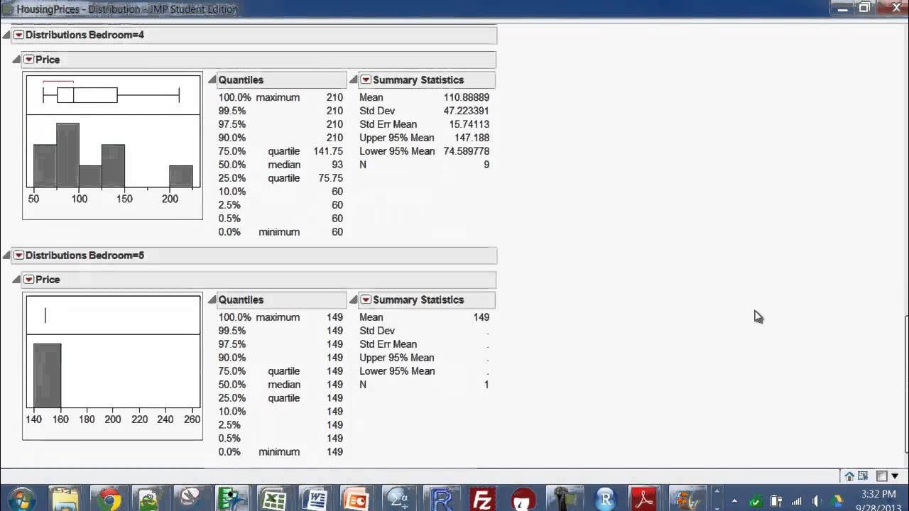 Using jmp to summarize a quantitative variable with 2 or more groups - YouTube