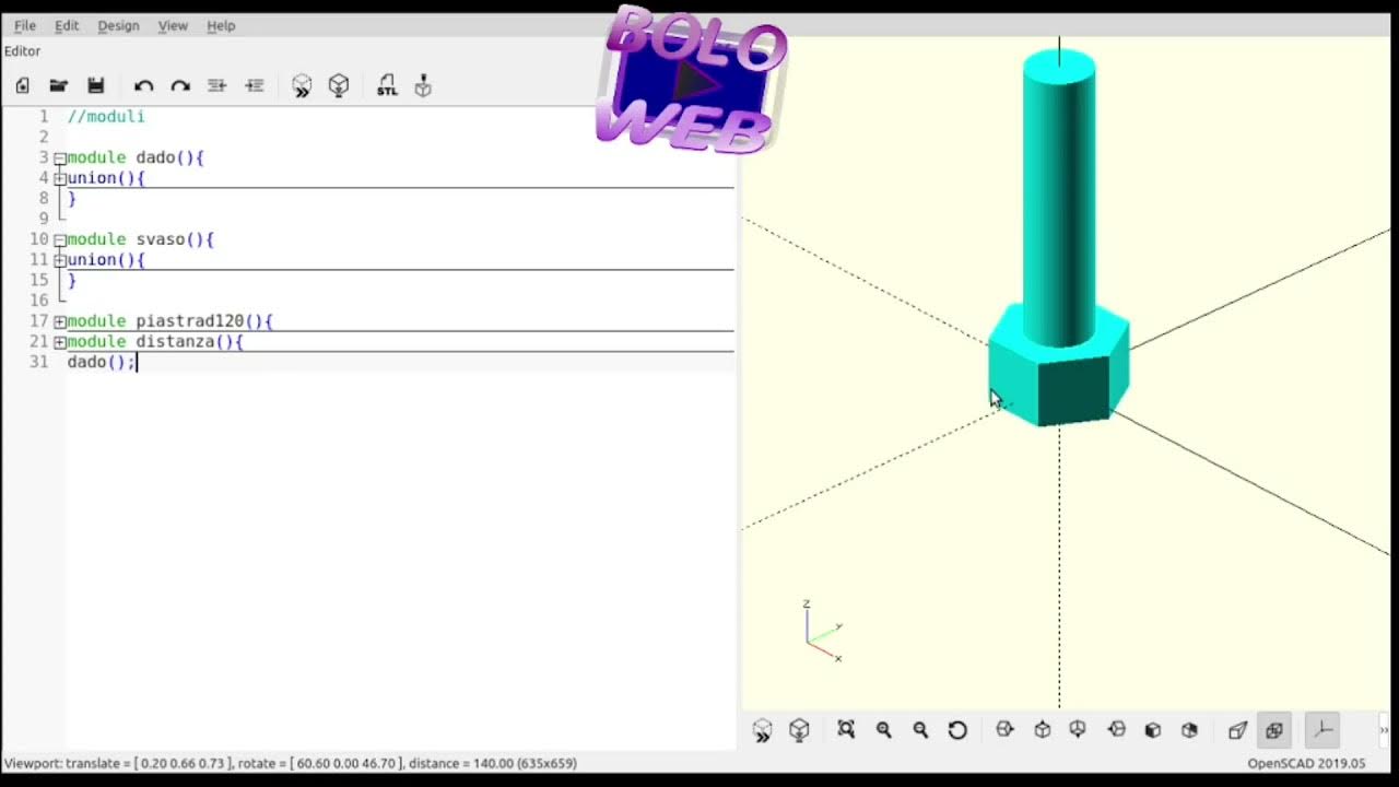 openscad tutorial 12 - i moduli - (parte 1) - YouTube