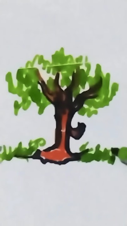 Tree Drawing | Green tree painting #shortvideo #trending #greentree # ...