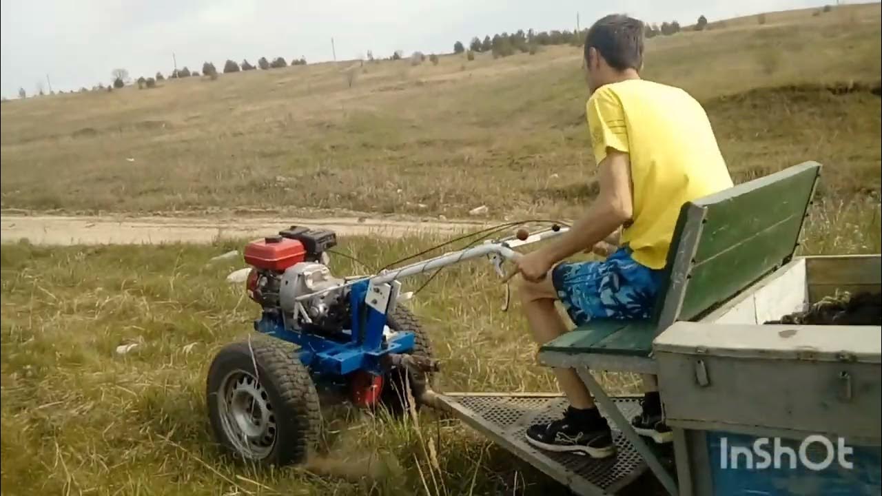 самодельный мотоблок на базе кпп урал . перевозка земли - YouTube