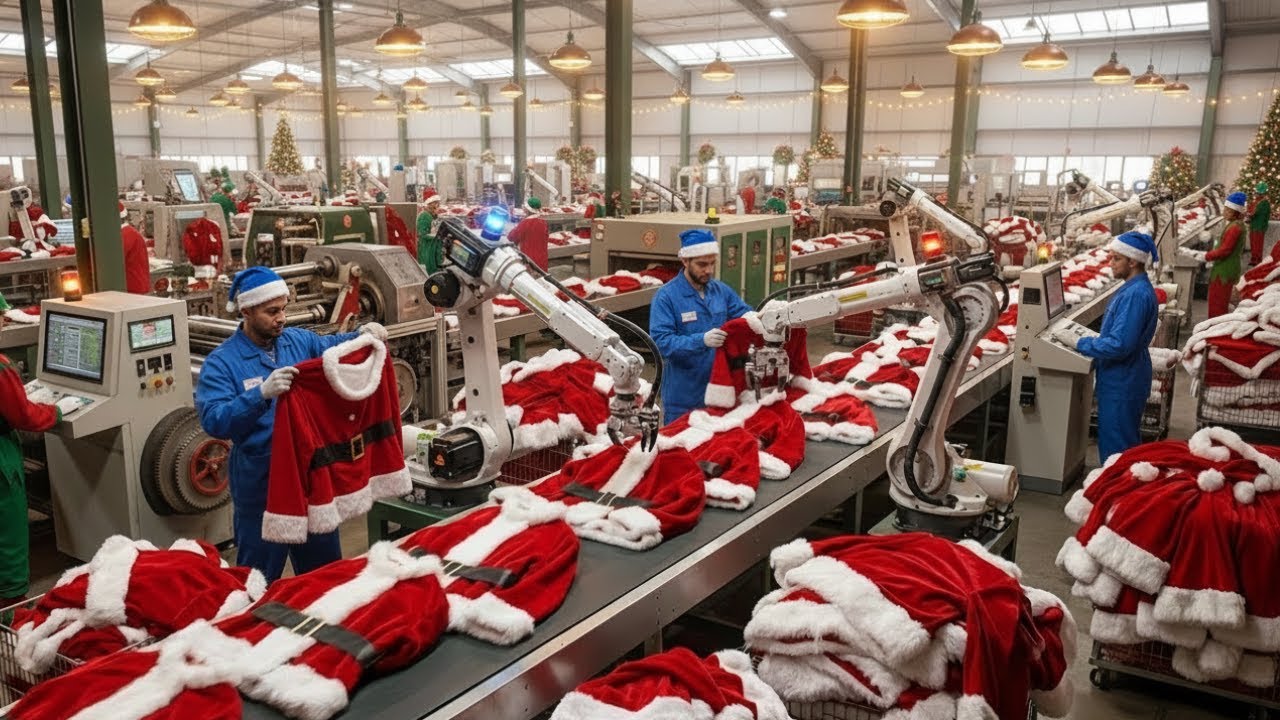 Inside the Santa Costume Factory: Making Classic Santa Suits from ...