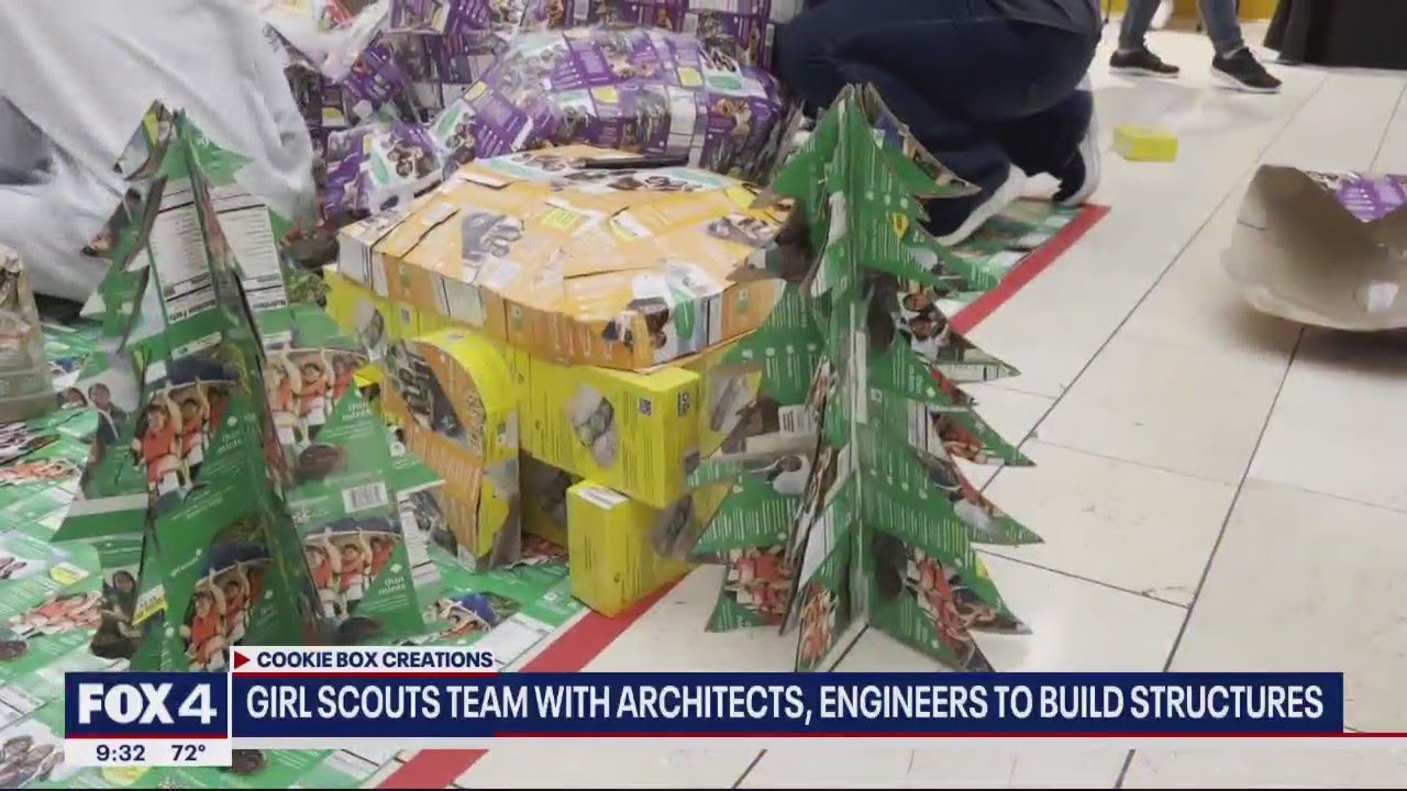 Girl Scouts build structures out of cookie boxes at Galleria Dallas ...
