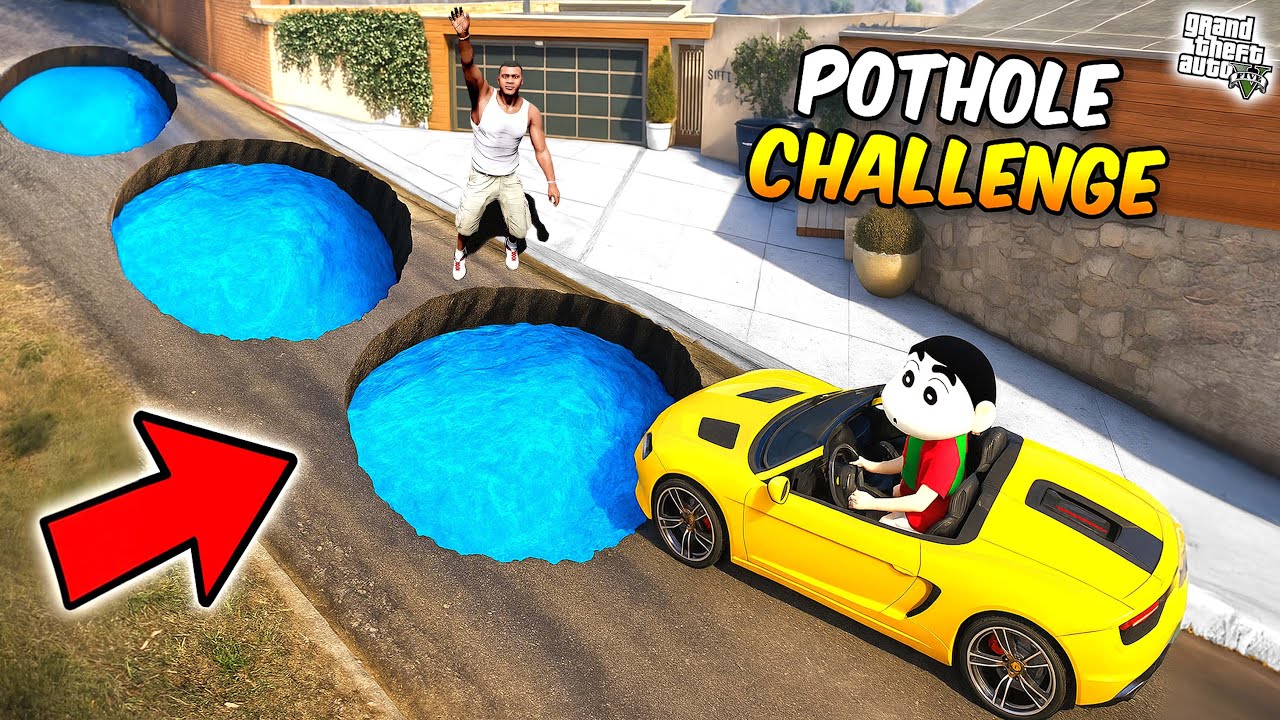 Franklin and Shinchan's EPIC POTHOLE CHALLENGE in GTA 5 - YouTube