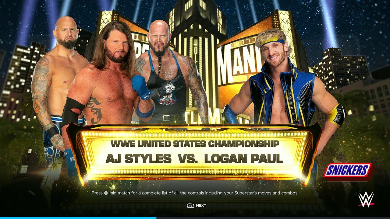 WWE 2K24 - AJ Styles vs. Logan Paul | WWE United States Championship ...