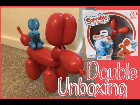Double unboxing of Squeakee Balloon Dog & Squeakee Minis Heelie The ...