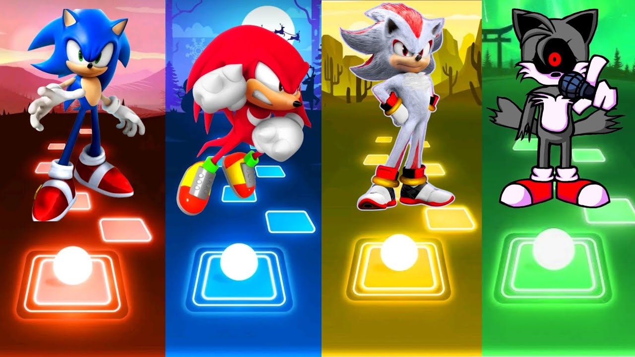 Sonic 🆚 Classic Knuckles 🆚 Silver Shadow 🆚 Tails Exe FNF Tiles Hop EDM ...