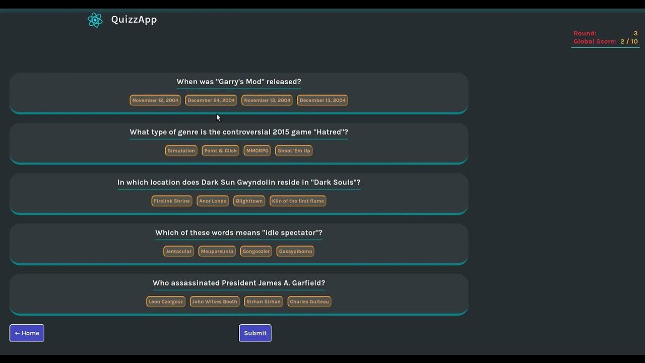 Simple react quiz app - YouTube
