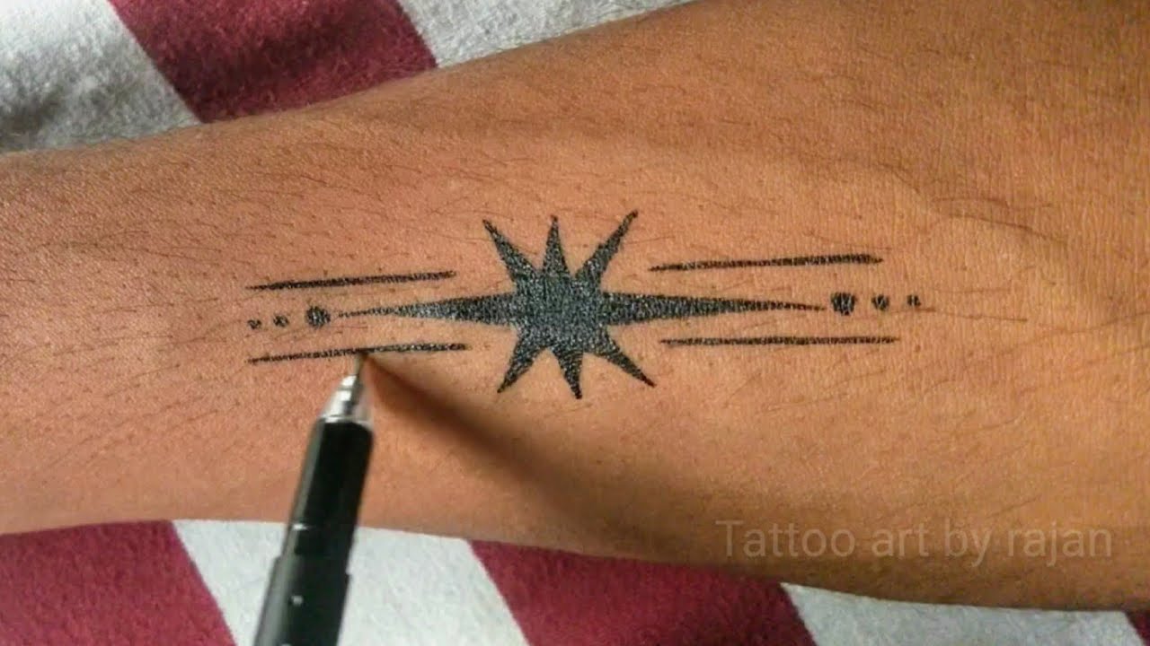 How to make tattoo with pen | Black pen tattoo easy | Tattoo drawing ...