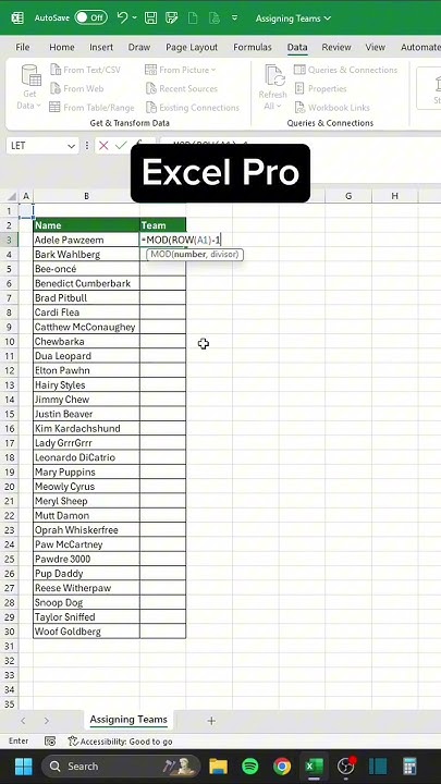 Assigning Teams in Excel‼️ #excel - YouTube