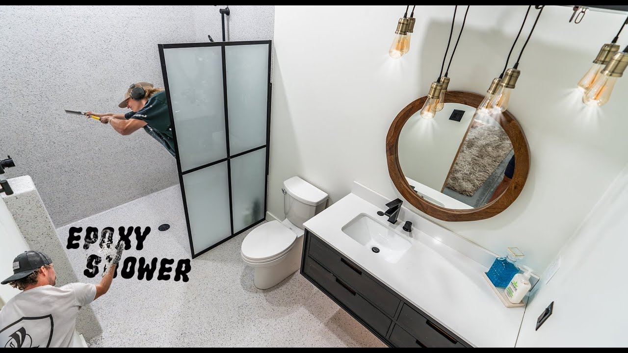 GIANT Shower Renovation | Master Bath Epoxy Coating - YouTube
