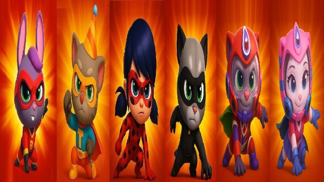 Talking Tom Hero Dash SUPER TOM VS SUPER ANGELA Cat Noir Tom Miraculous ...