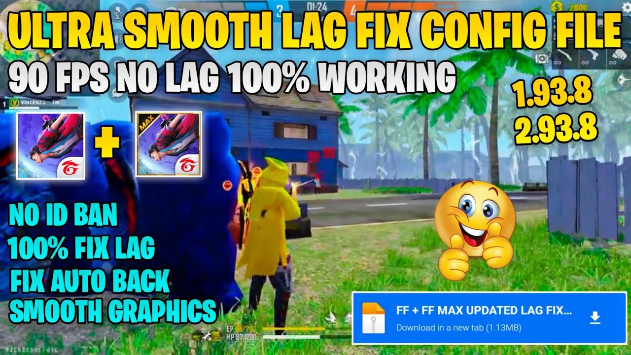 FREE FIRE LAG FIX CONFIG FILE | 1.93.8 FF LAG FIX CONFIG | 90 FPS FF ...