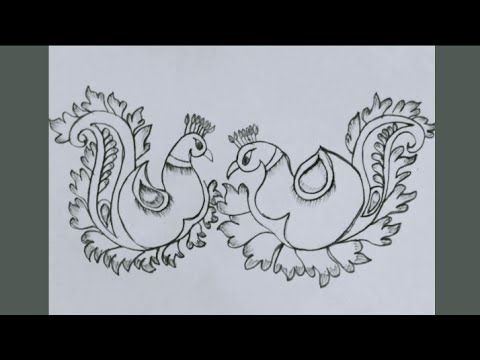 How to draw a peacock( love Birds) Drawing in easy 2022 | Mor ka chitra ...