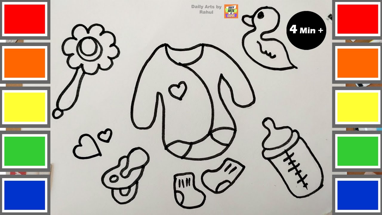 How to Draw the Baby Shower | Coloring Page for Kids and Toddlers - YouTube