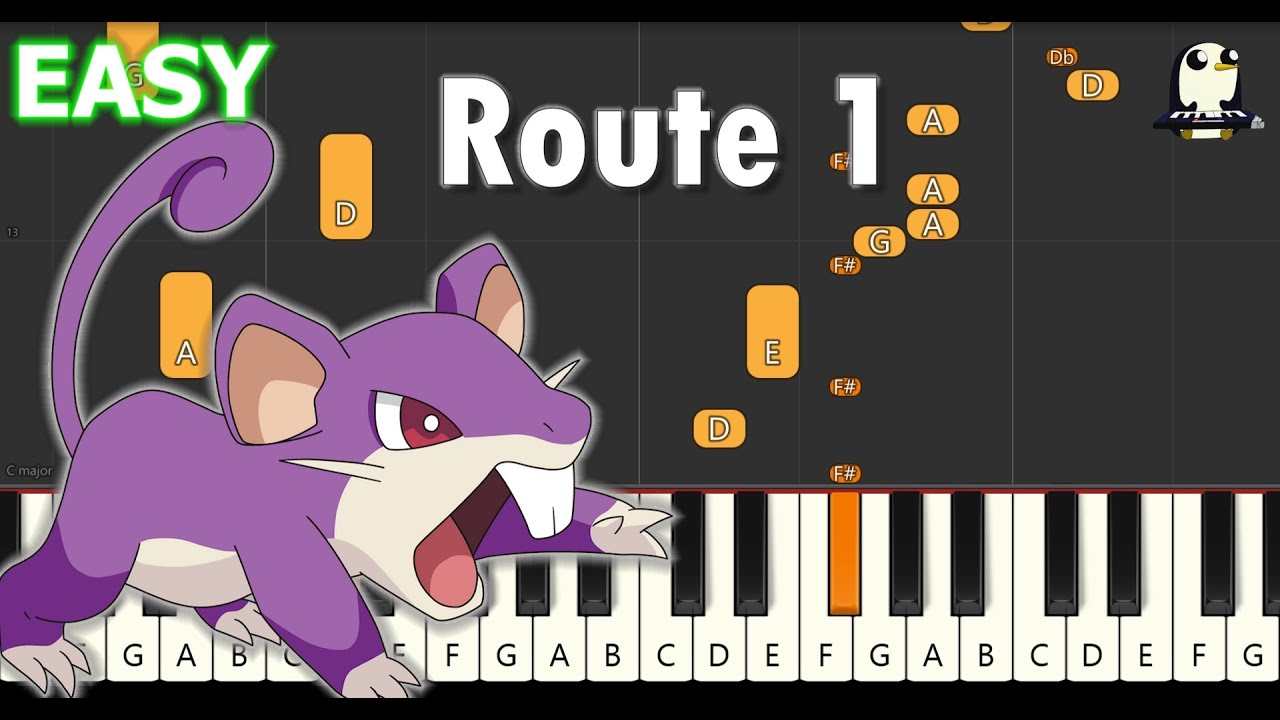 Route 1 - Pokemon Red/Blue/Yellow | EASY Piano Tutorial | [Synthesia ...