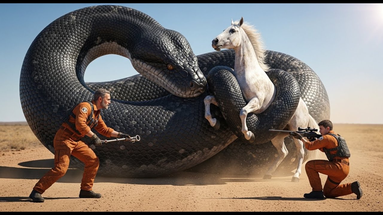 GIANT PYTHON Tries to Eat a HORSE... Then Heroes Arrive! - YouTube