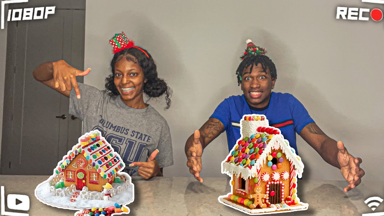 GIRLFRIEND VS BOYFRIEND GINGERBREAD HOUSE BUILDING CHALLENGE! - YouTube