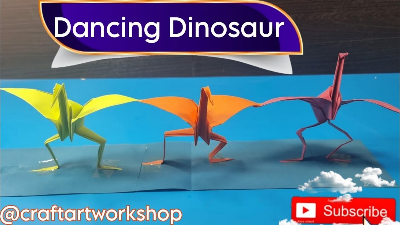 Origami - dancing dinosaur - Easy way to make dinosaurs with paper ...