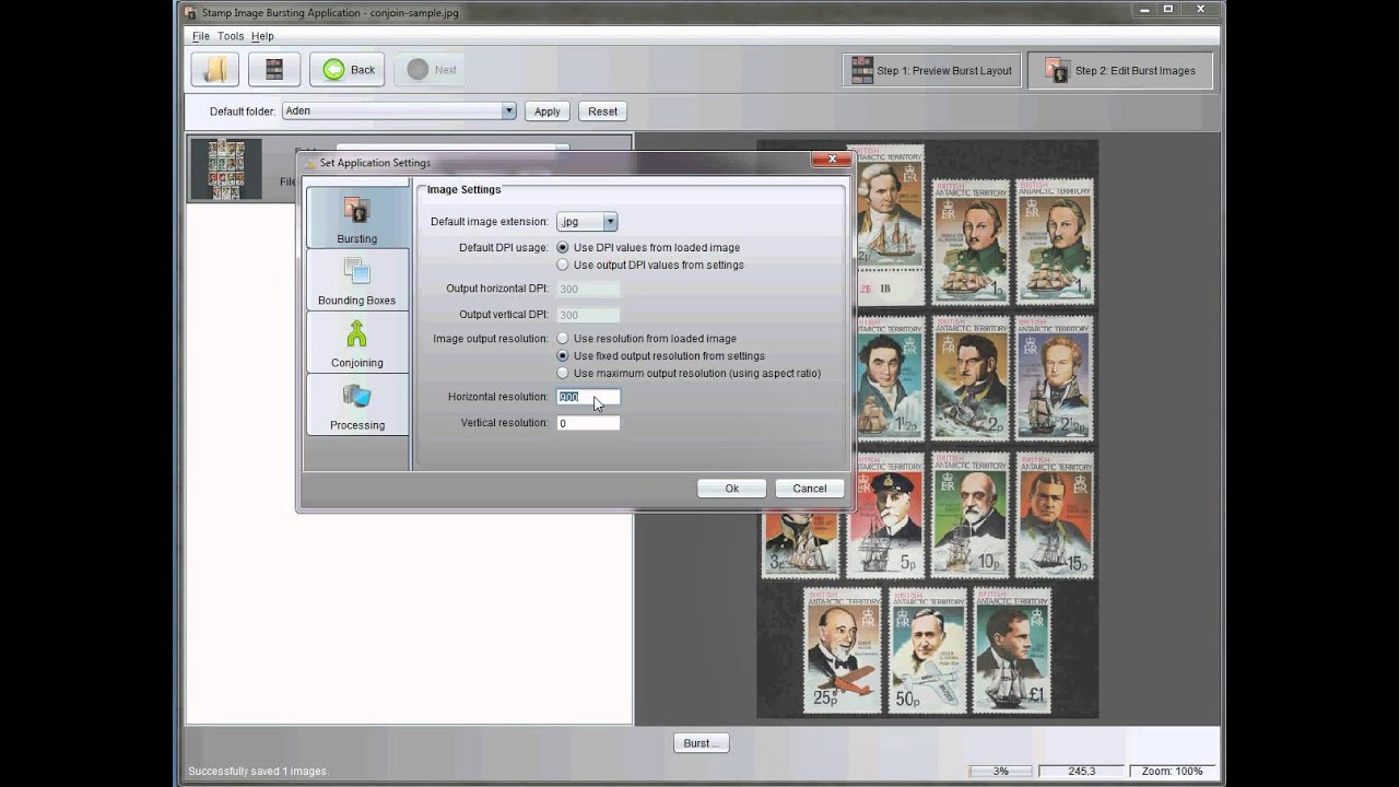 Resizing output images to specified sizes with the Stamp Image Bursting ...