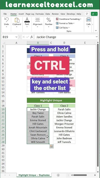 Excel Trick: Compare Lists to Highlight Duplicate / Unique Values with #Excel Conditional ...