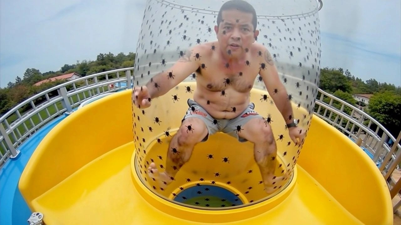 he got stuck in a spider infested waterslide.. - YouTube