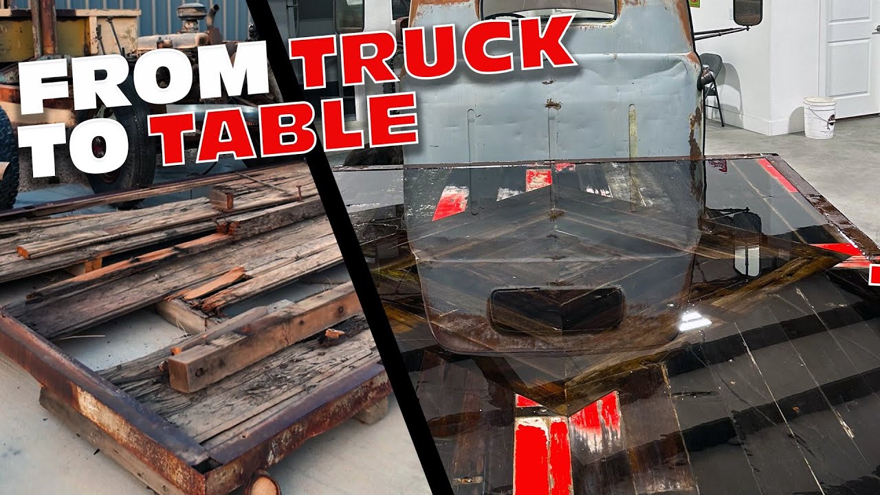 We transform 1948 Ford Truck into RECLAIMED WOOD Conference Table - YouTube
