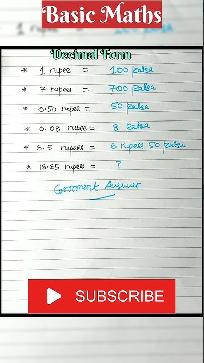 Rupees change into Paisa|| Decimal form #shorts #mathematics #decimal # ...