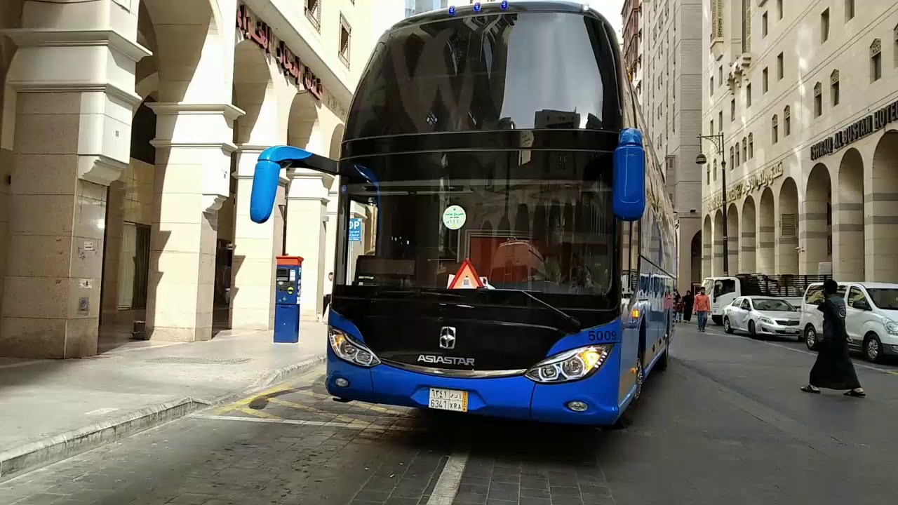 Luxury bus and road in saudi arab - YouTube